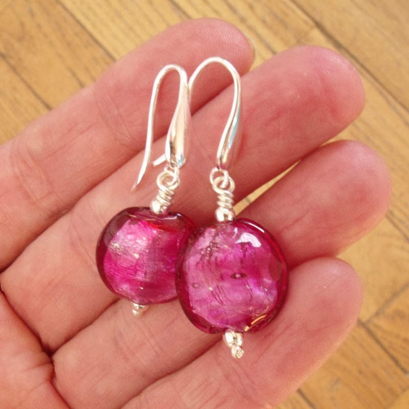raspberry sparkle earrings – Sailorgirl Jewelry
